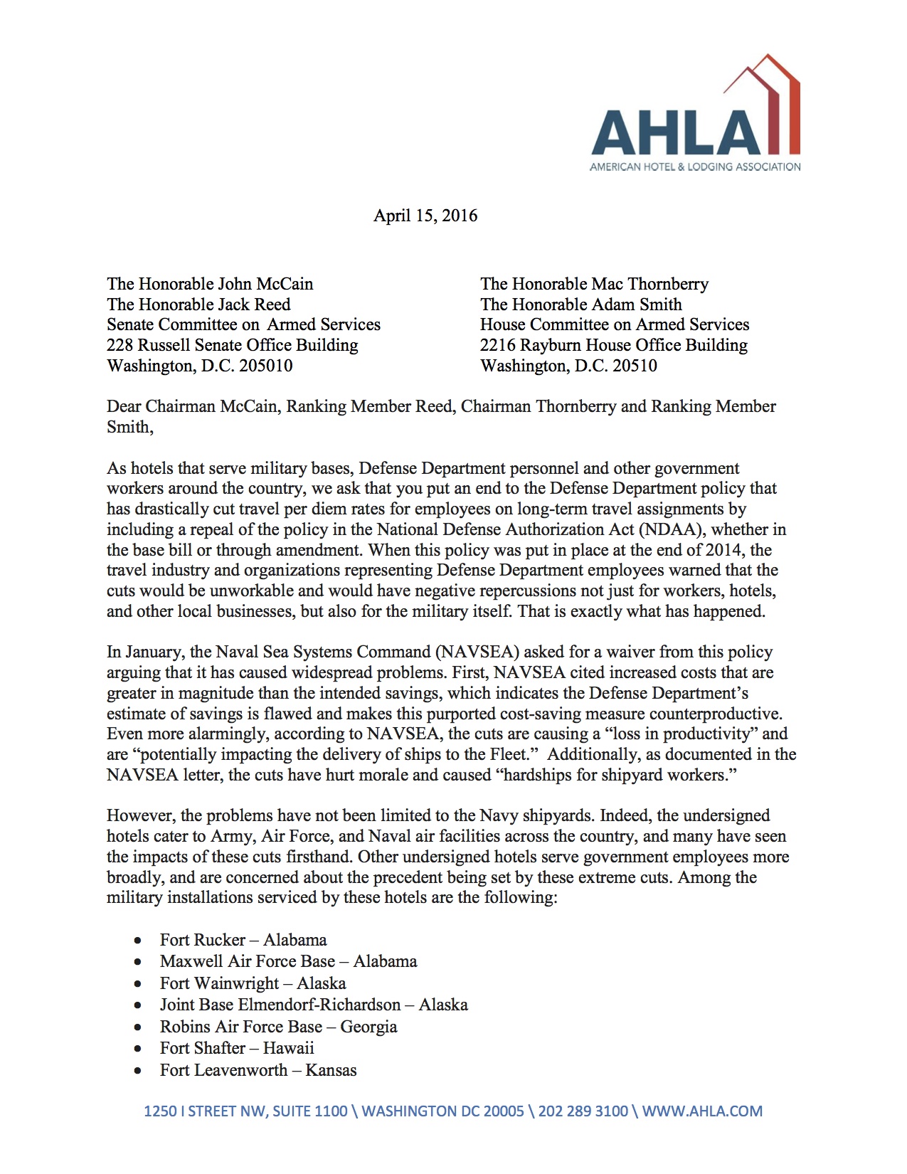 Travel Leaders: Reinstate DOD Per Diems | U.S. Travel Association